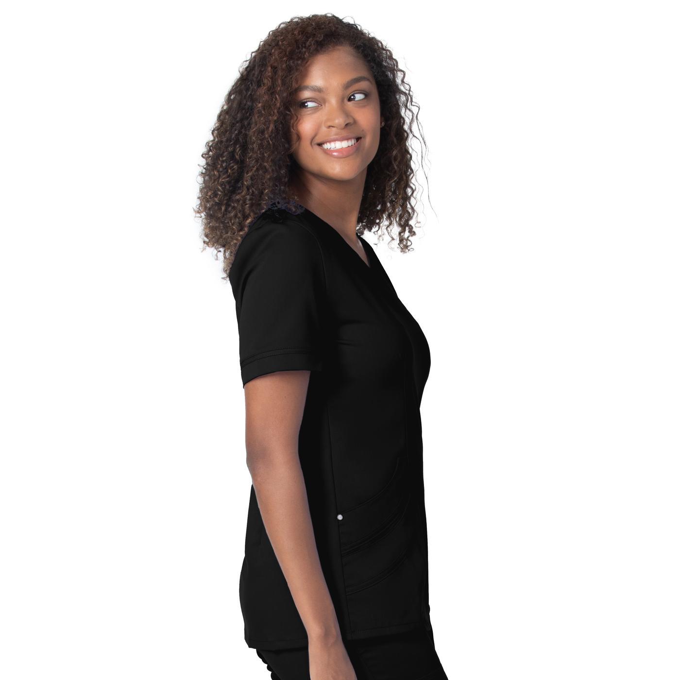 CROSSOVER SWEETHEART NECKLINE TOP-BLACK: 9550-BKAH